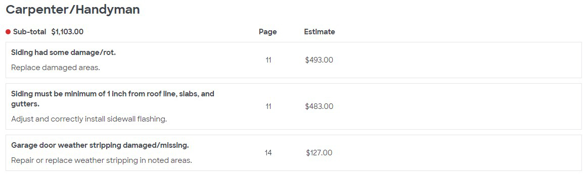 porch repair estimate report | Best Home Inspection Services